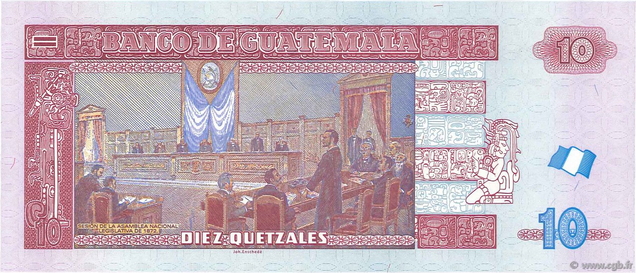 10 Quetzales GUATEMALA 2012 P.123c b97_3604 Billetes