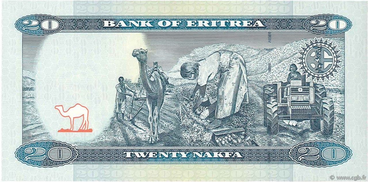 20 Nakfa ERITREA 2012 P.12 b97_3619 Banknotes