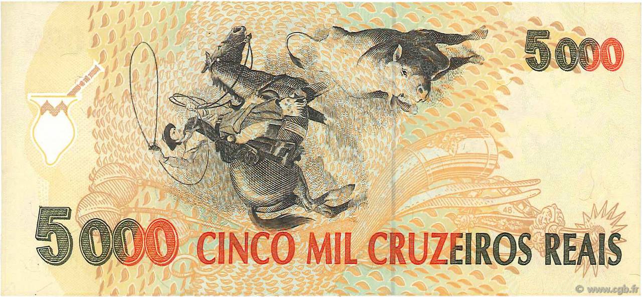 5000 Cruzeiros Reais BRÉSIL 1993 P.241 b97_4770 Billets