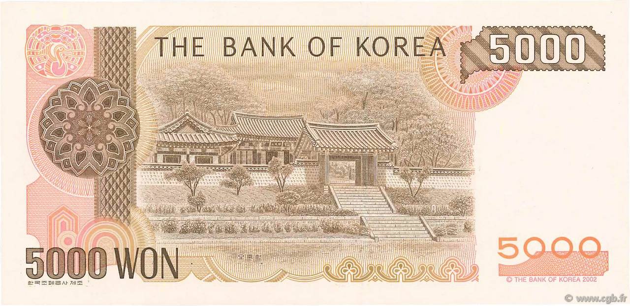 5000 Won SOUTH KOREA 2002 P.51 b97_5353 Banknotes