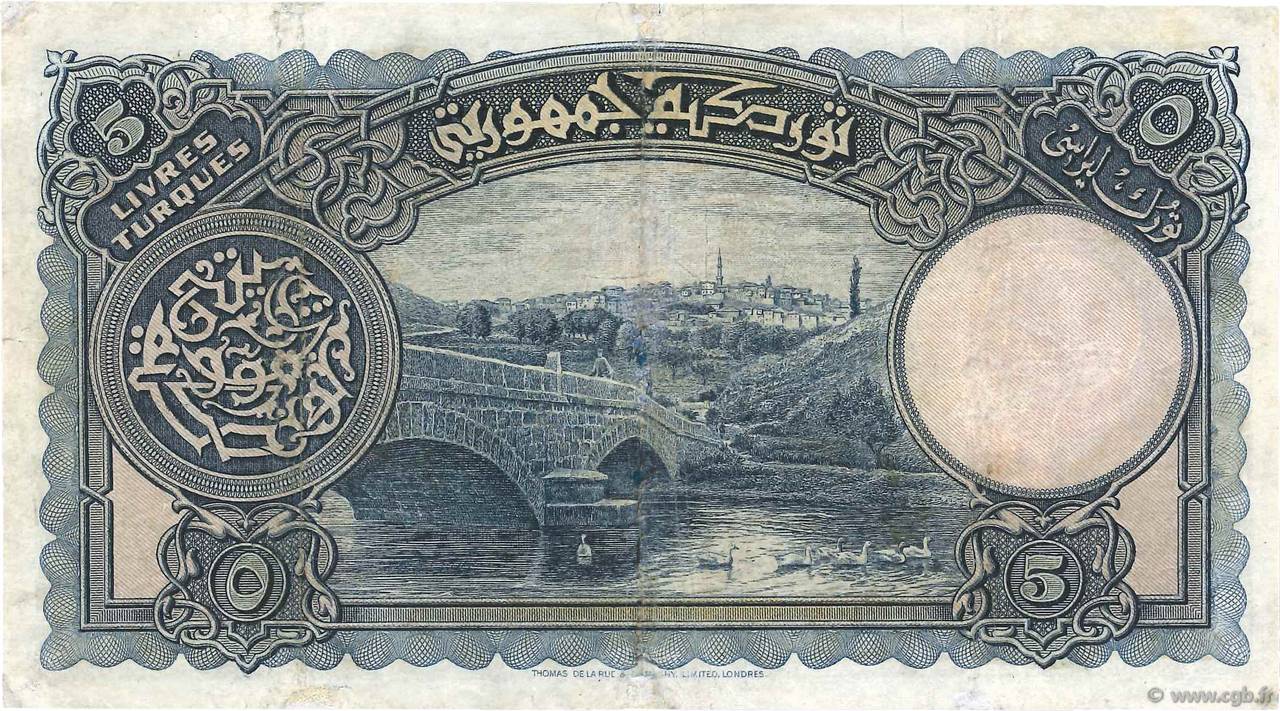 5 Livres TURQUIE 1926 P 120a B97 5560 Billets 5-livres-turquie-1926-p-120a-b97-5560-billets