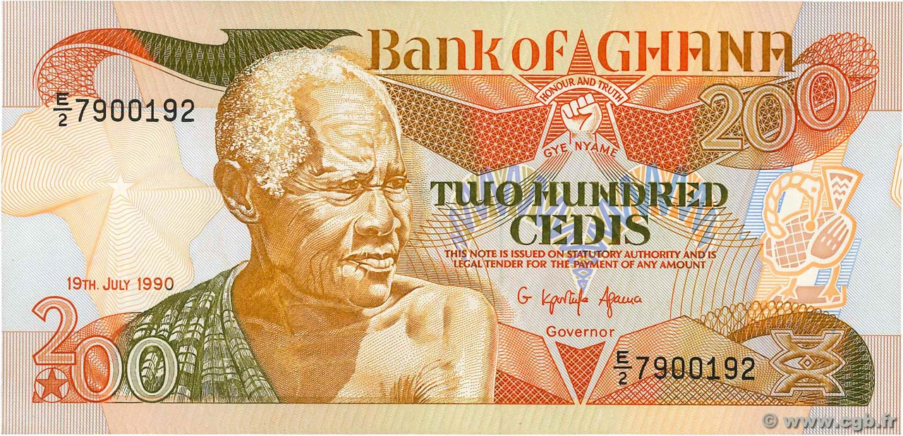 200 Cedis GHANA 1990 P 27b B97 6951 Billets