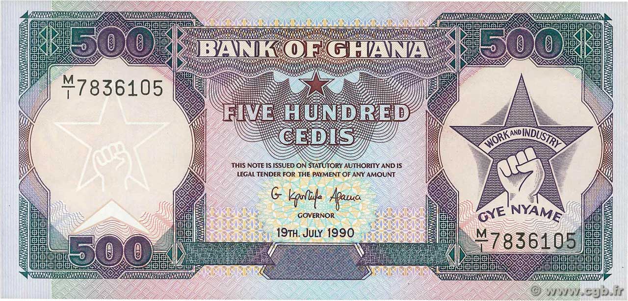 500 Cedis GHANA 1990 P.28b b97_8523 Billets