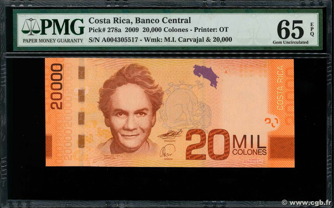 20000 Colones COSTA RICA 2009 P.278a b97_9650 Billets