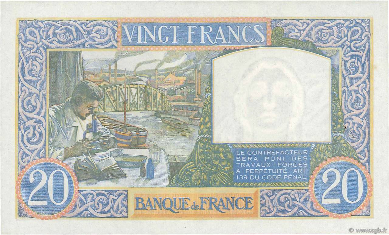 20 Francs TRAVAIL ET SCIENCE FRANCE 1941 F.12.12 4020050 Billets