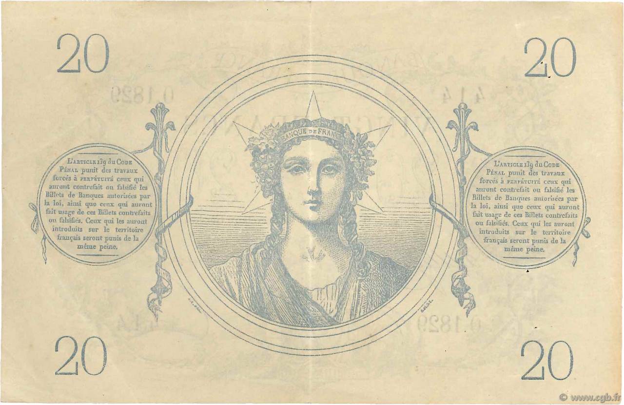 20 Francs type 1871 FRANCE 1873 F.A46.03 4080198 Banknotes