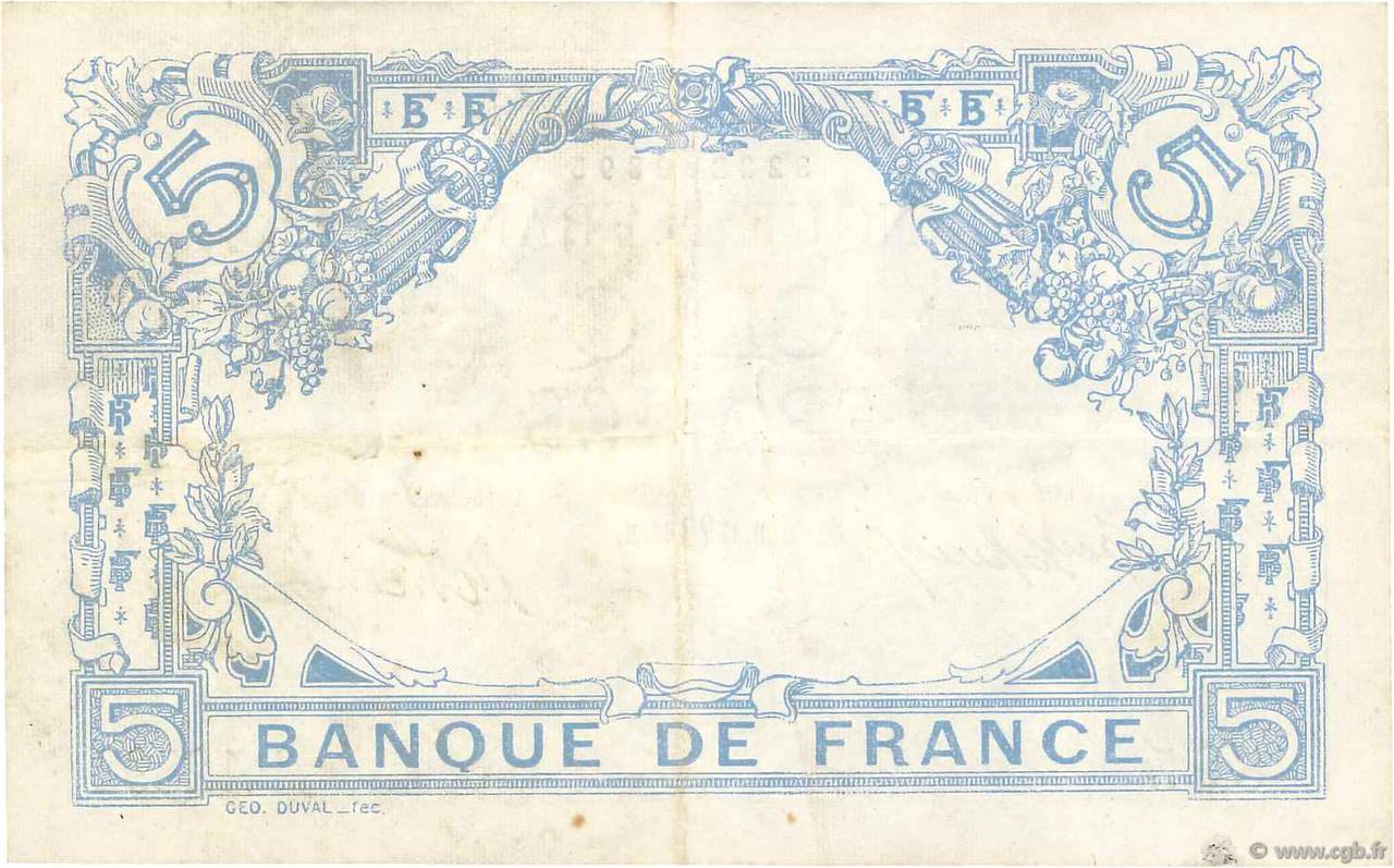 5 Francs BLEU lion inversé FRANCE 1916 F.02bis.04 4100180 Billets