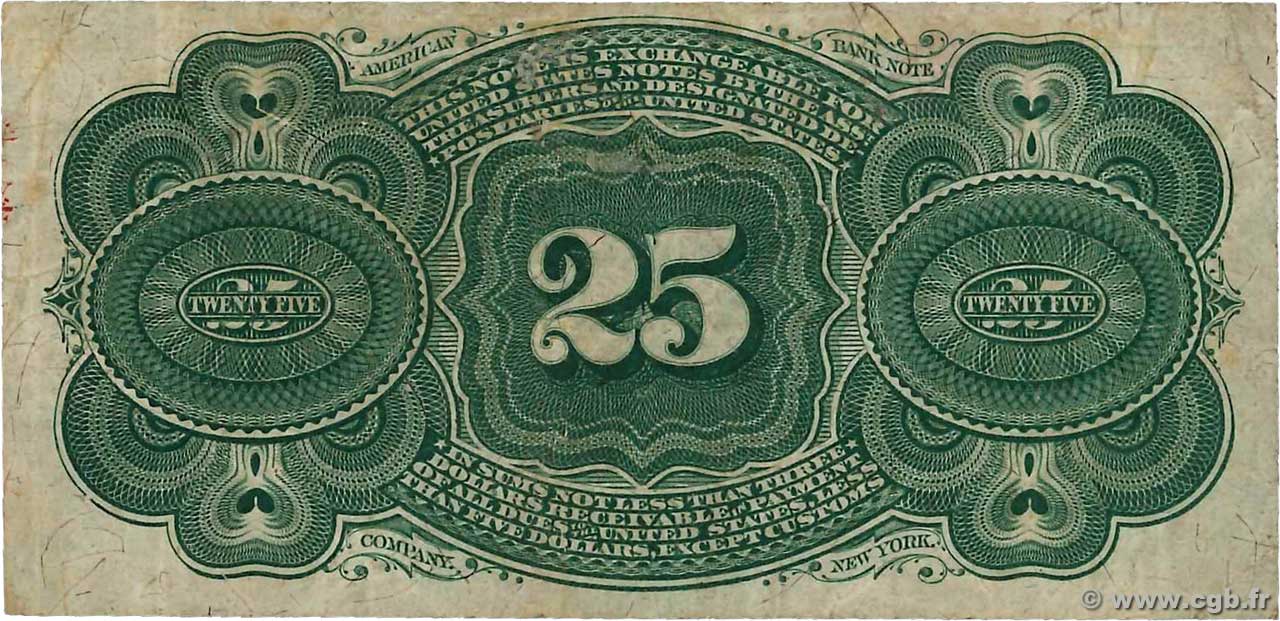 25 Cents ÉTATS-UNIS D'AMÉRIQUE 1863 P.118 4150437 Billets