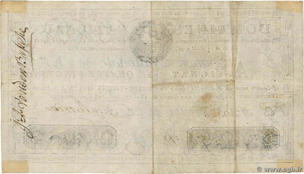 80 Livres FRANCE 1790 Ass.07a 4210012 Billets