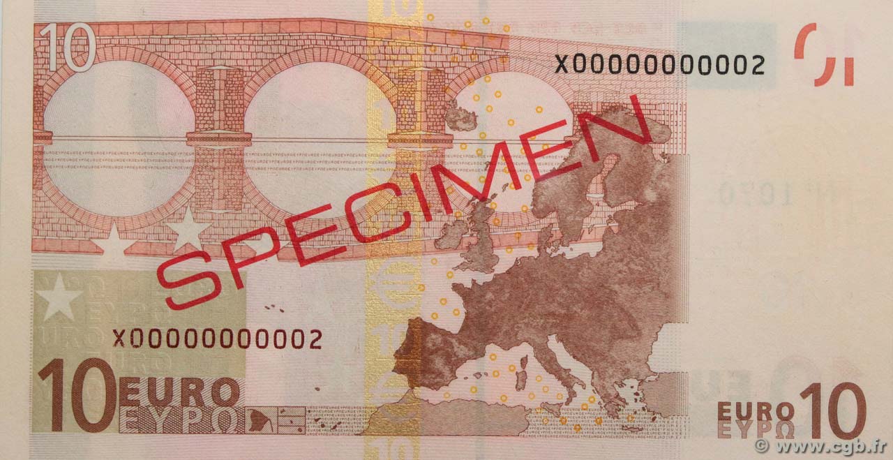 10 Euro Spécimen EUROPA 2002 P.02Xs 4290327 Banknotes
