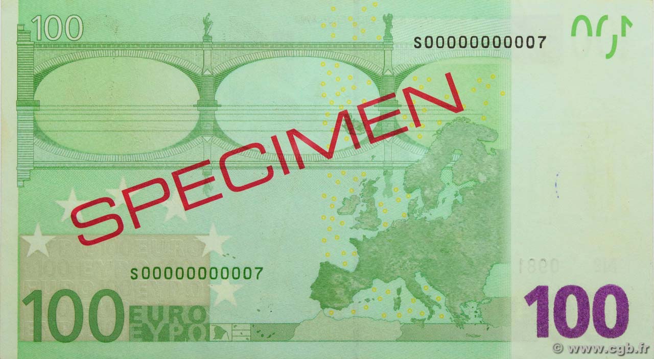 100 Euro Spécimen EUROPA 2002 P.05Ss 4290330 Banknotes
