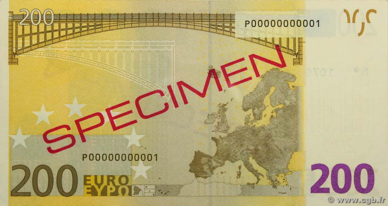 200 Euro Spécimen EUROPA 2002 P.06Ps 4290331 Banknotes