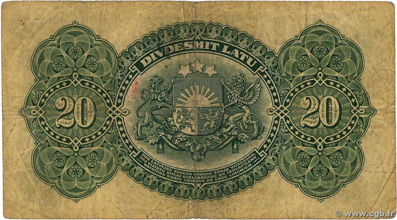 20 Latu LATVIA 1925 P.17a 4320390 Banknotes