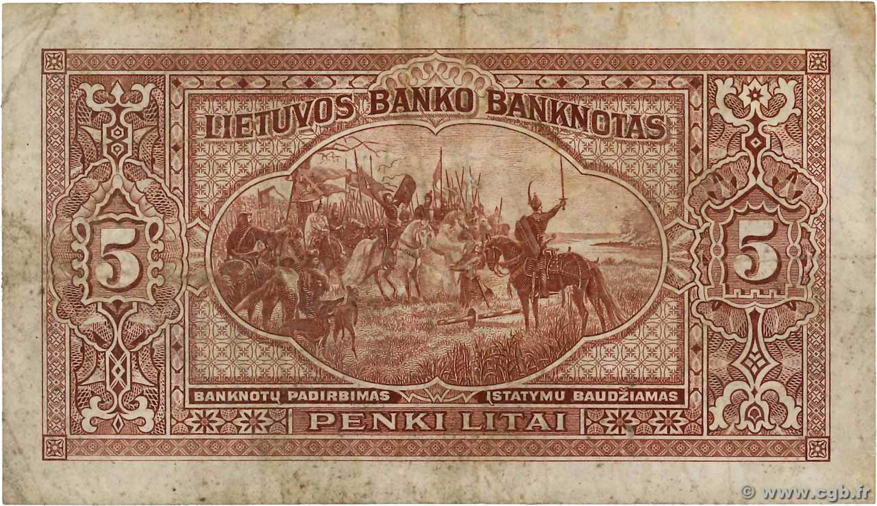 5 Litai LITHUANIA 1929 P.26a 4320399 Banknotes
