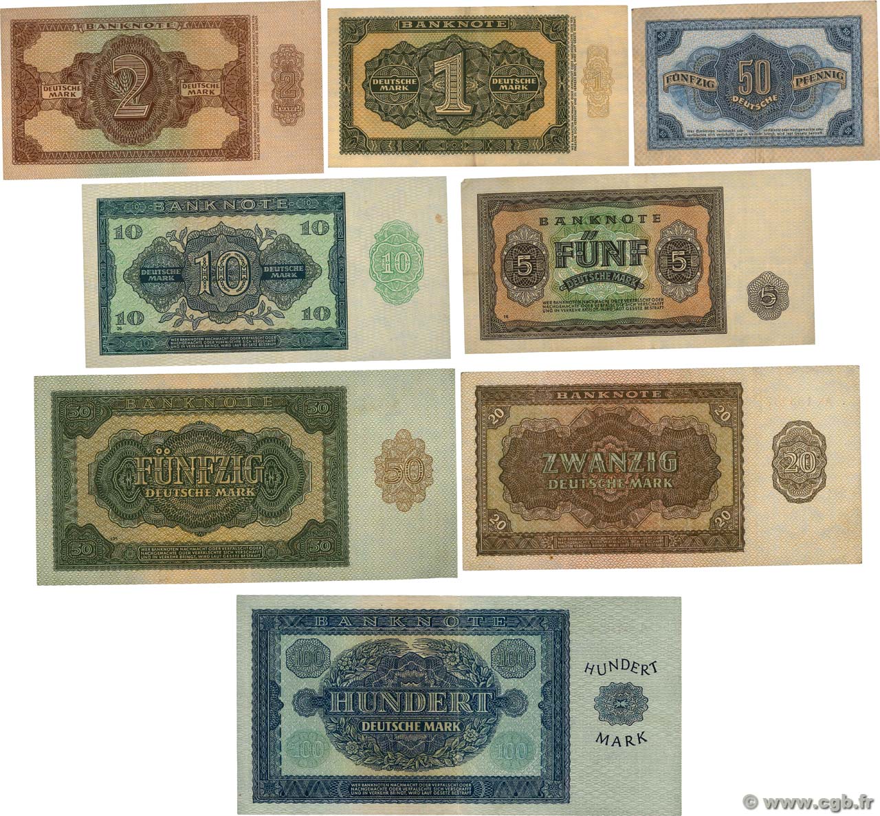 50 Pfenning au 100 Deutsche Mark Lot ALLEMAGNE RÉPUBLIQUE DÉMOCRATIQUE ...