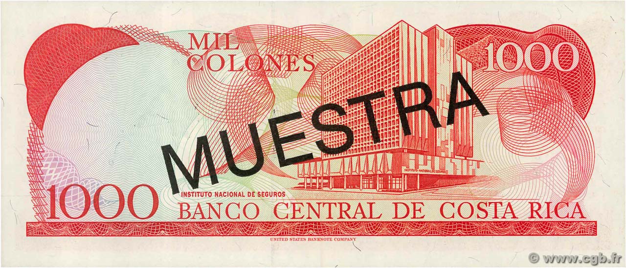 1000 Colones Spécimen COSTA RICA 1986 P.256s 4370146 Banknotes
