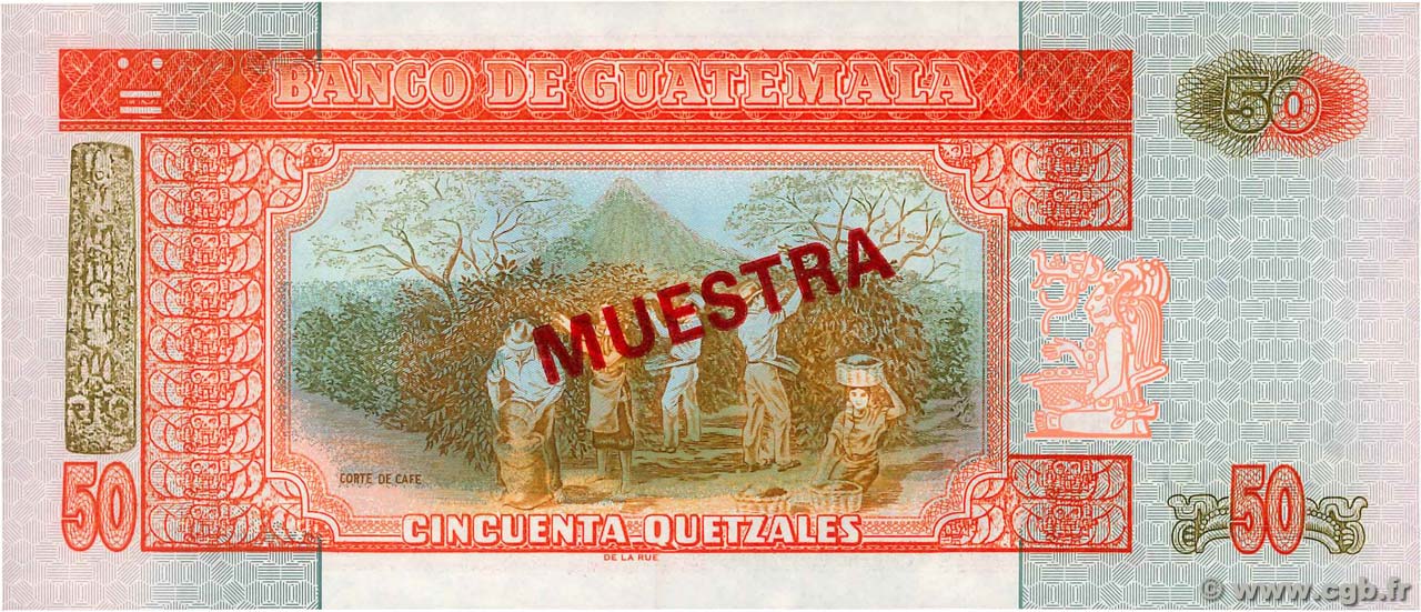 50 Quetzales Spécimen GUATEMALA 2007 P.113bs 4370189 Banknotes