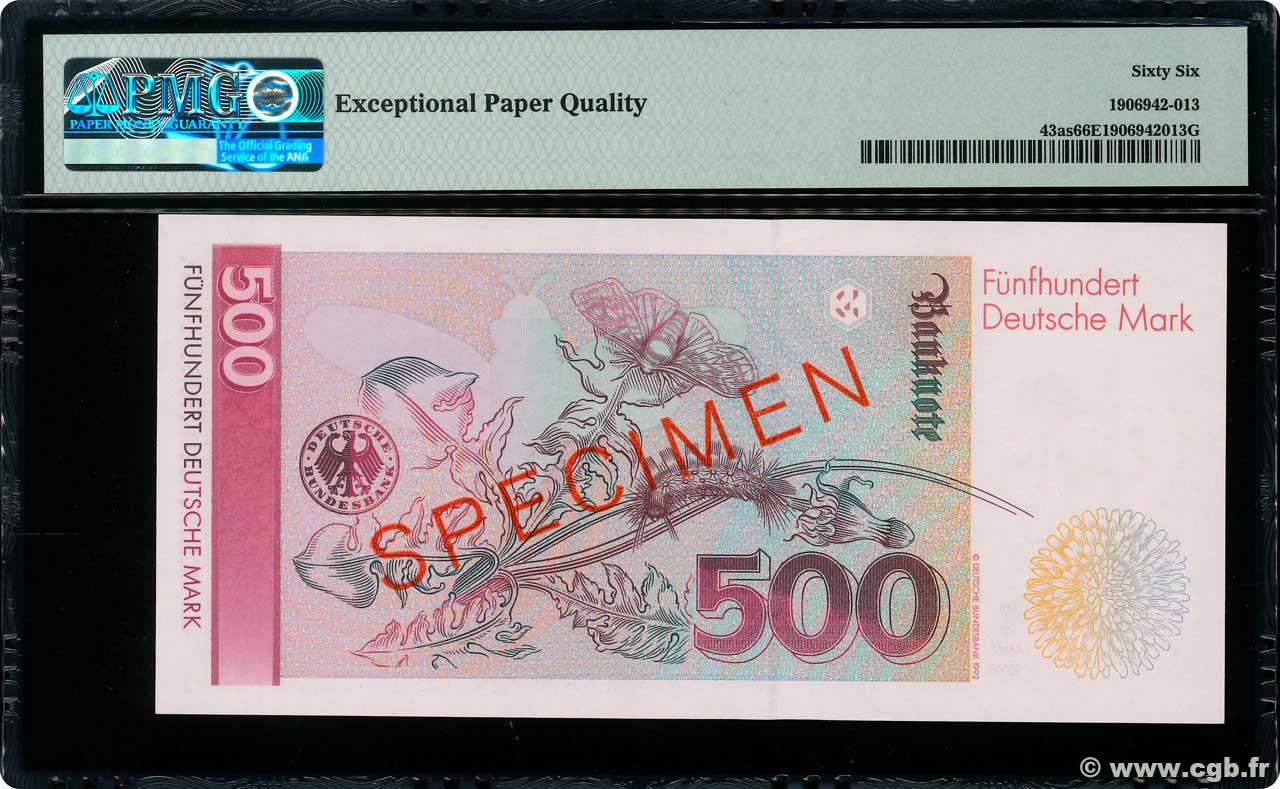 500 Deutsche Mark Spécimen GERMAN FEDERAL REPUBLIC 1991 P.43as 4410036 ...