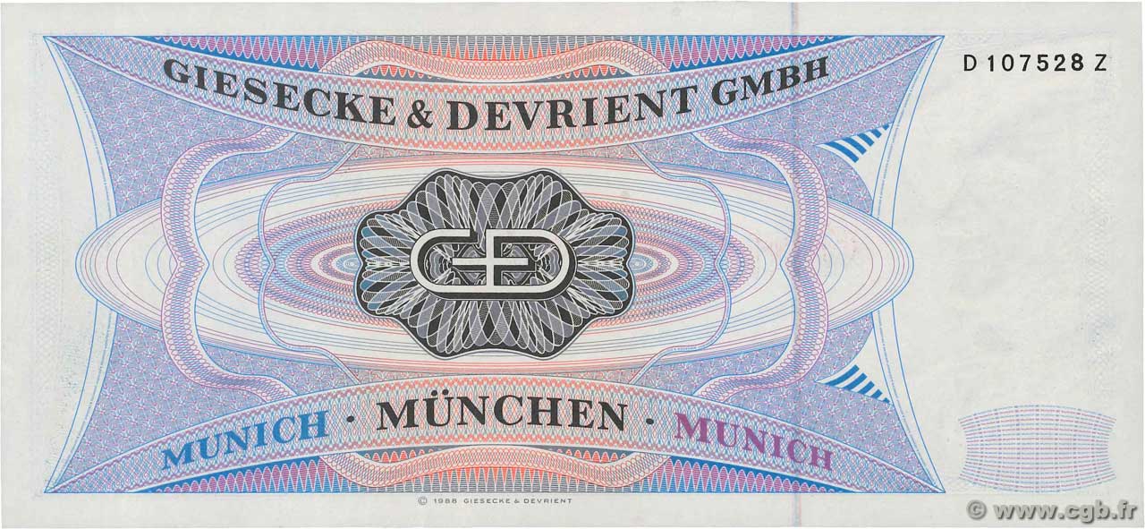 1 (Mark) Test Note ALLEMAGNE FÉDÉRALE 1988 P.- 4410038 Billets