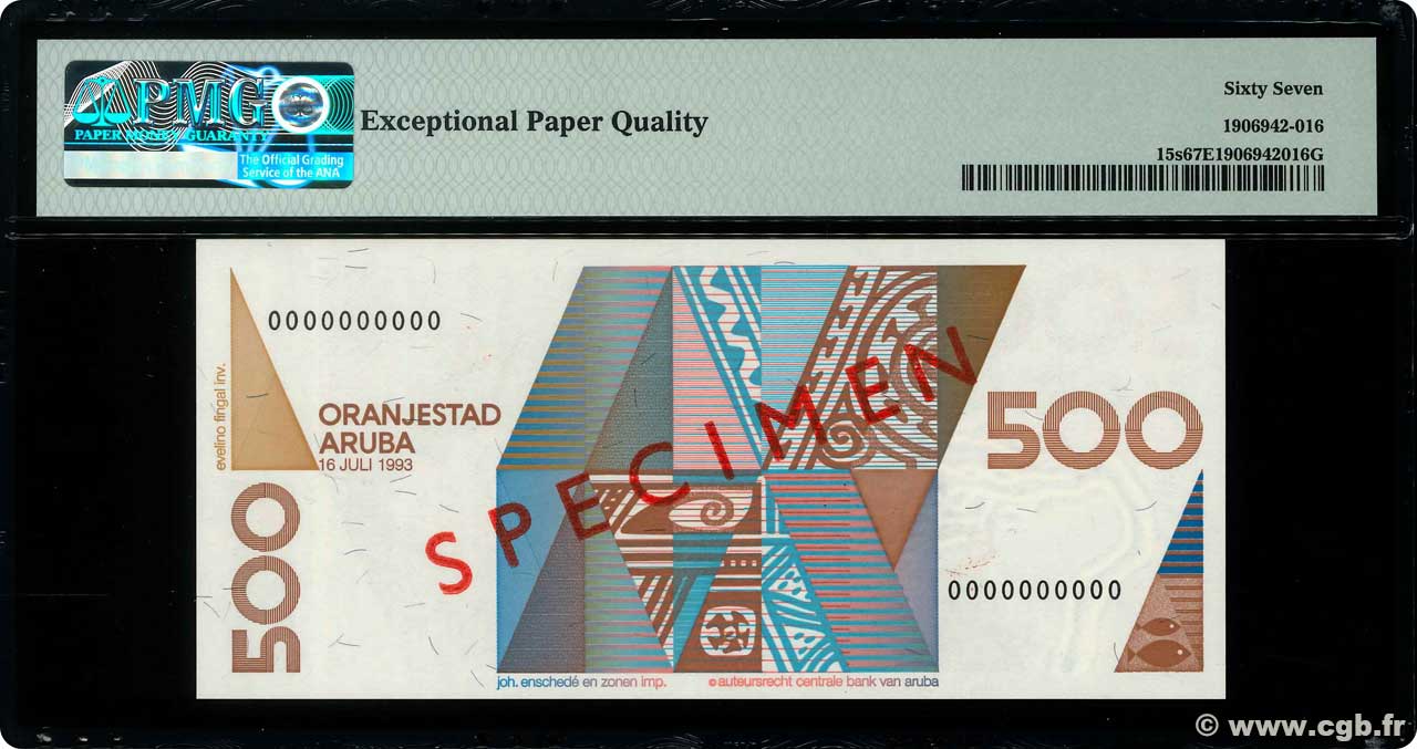 500 Florin Spécimen ARUBA 1996 P.15s 4410051 Banknotes
