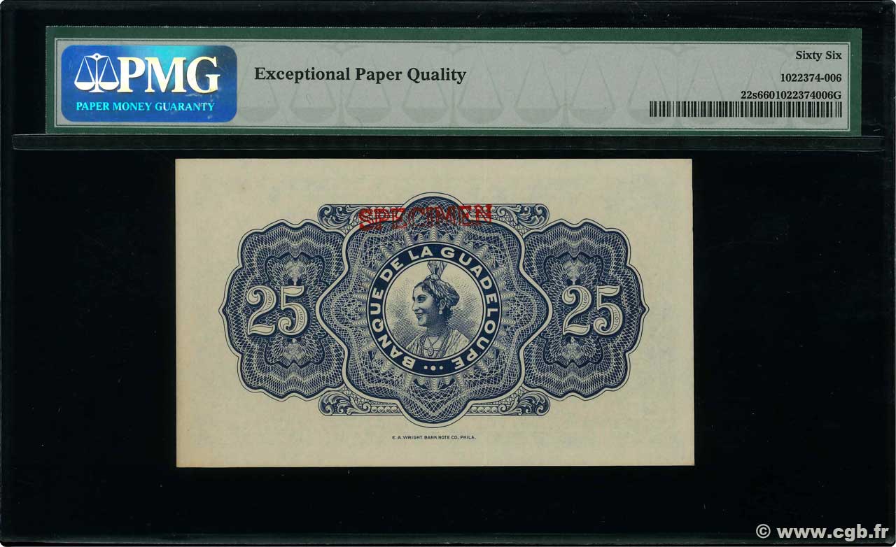 25 Francs Spécimen GUADELOUPE 1944 P.22s 4460463 Billets
