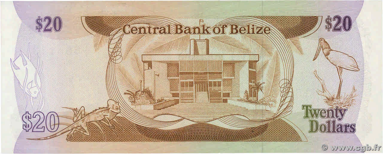 20 Dollars BELIZE 1987 P.49b 4480041 Banknotes