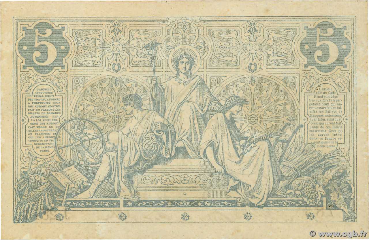 5 Francs NOIR FRANCE 1873 F.01.20 4540116 Banknotes