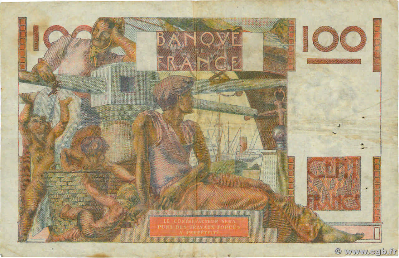 100 Francs JEUNE PAYSAN filigrane inversé FRANCE 1954 F.28bis.06 ...