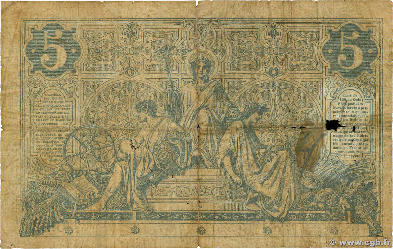 5 Francs NOIR FRANCE 1871 F.01.01 4560207 Billets