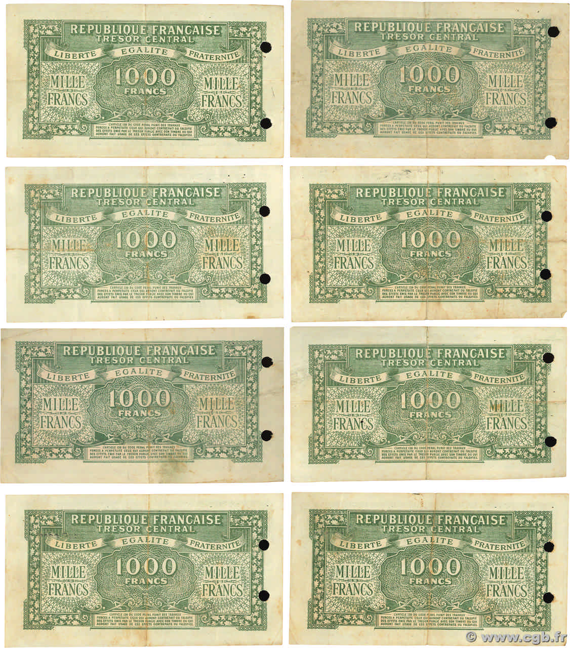 1000 Francs MARIANNE THOMAS DE LA RUE Faux FRANCE 1945 VF.13.02x ...