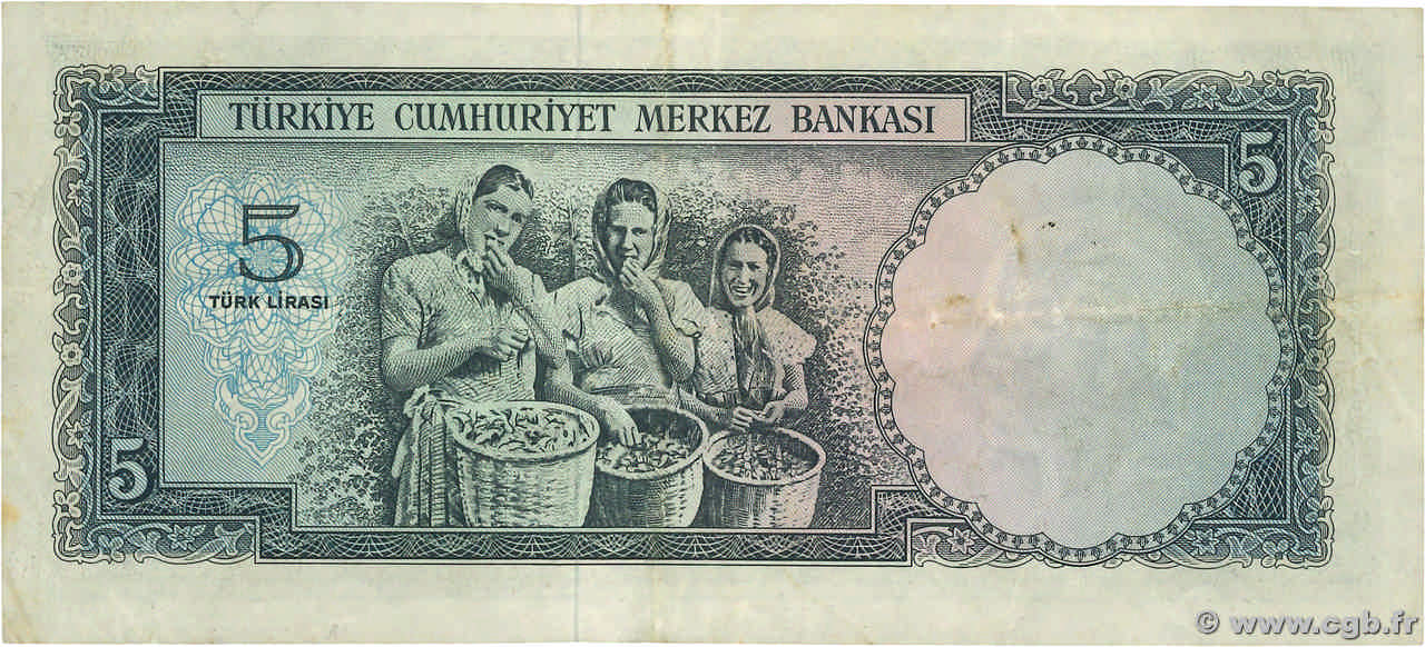 5 Lira TURKEY 1965 P.174 4560728 Banknotes
