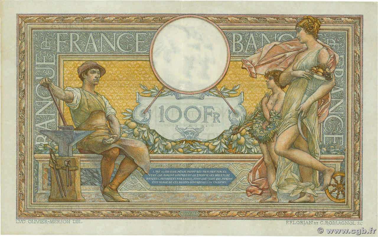100 Francs LUC OLIVIER MERSON grands cartouches FRANCE 1929 F.24.08 ...