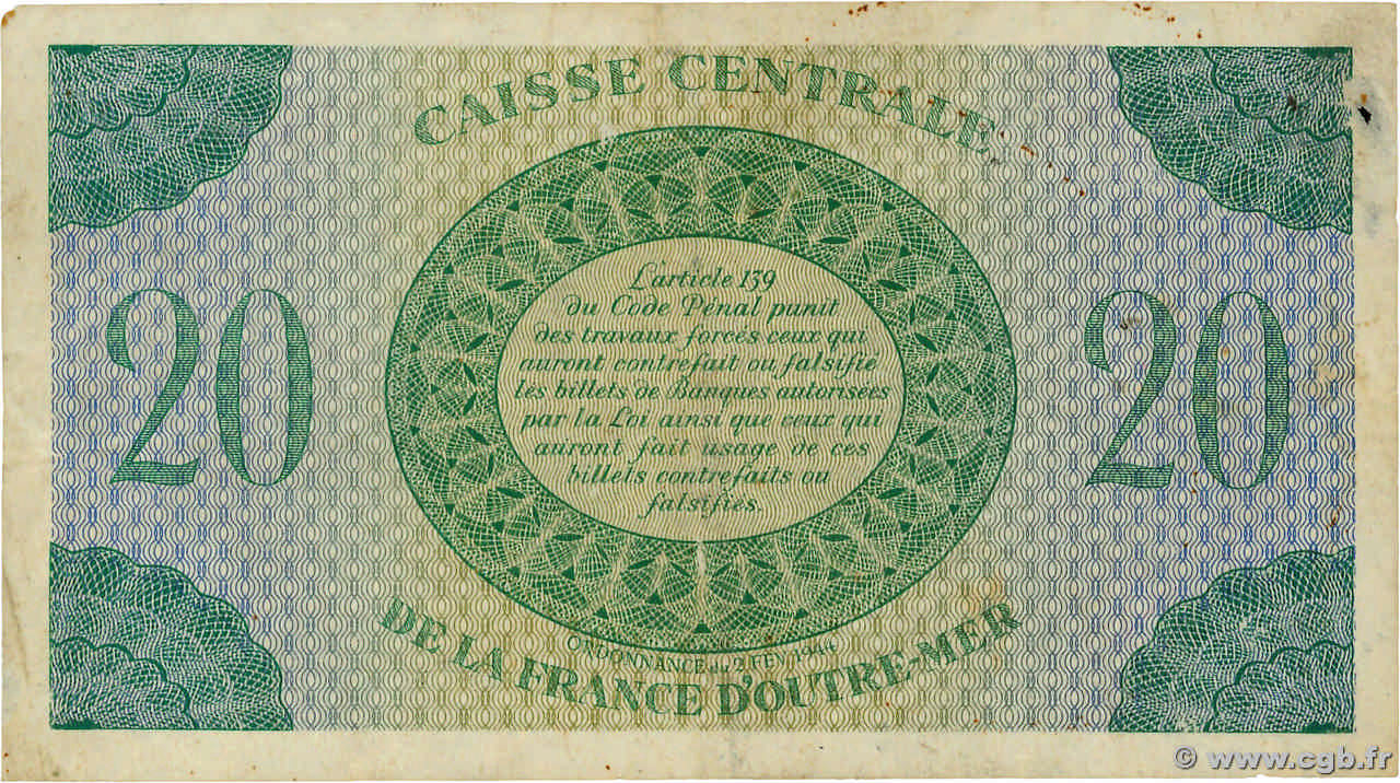 20 Francs Marianne CCFOM FRENCH EQUATORIAL AFRICA 1944 A.126a 4580732 ...