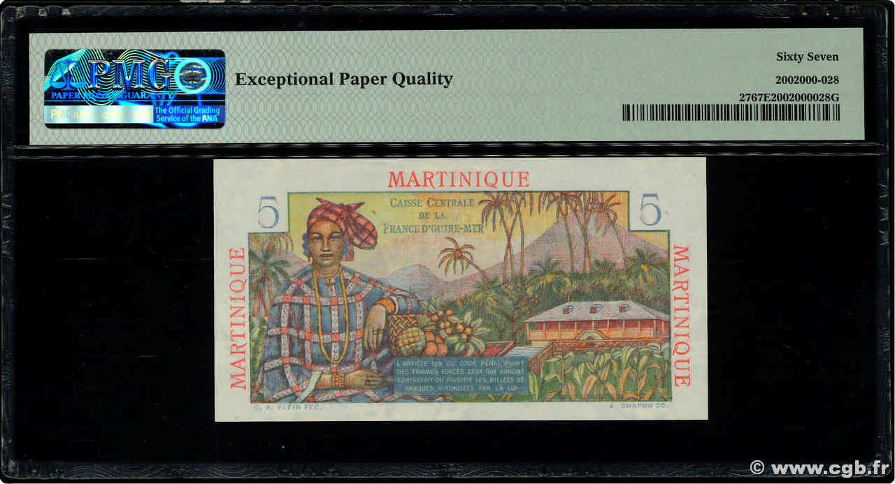 5 Francs Bougainville MARTINIQUE 1946 P.27 4590677 Banknotes