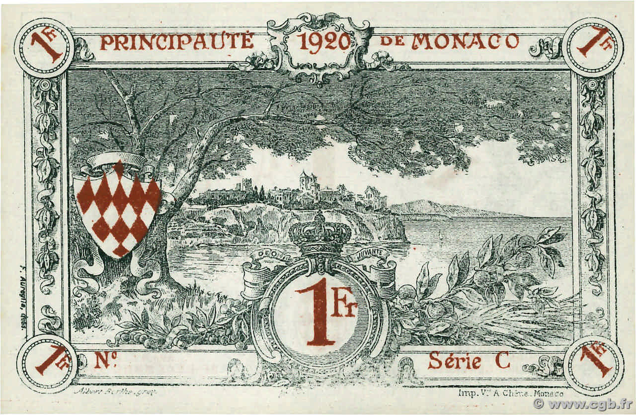 1 Franc Spécimen MONACO 1920 P.05s 4600760 Banknotes