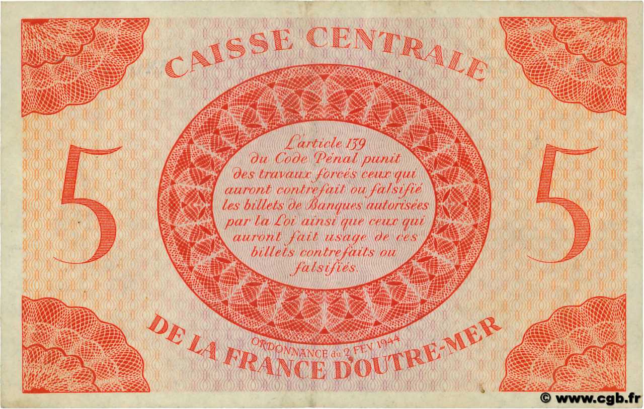 5 Francs Marianne CCFOM FRENCH EQUATORIAL AFRICA 1944 A.124b 4630003 ...