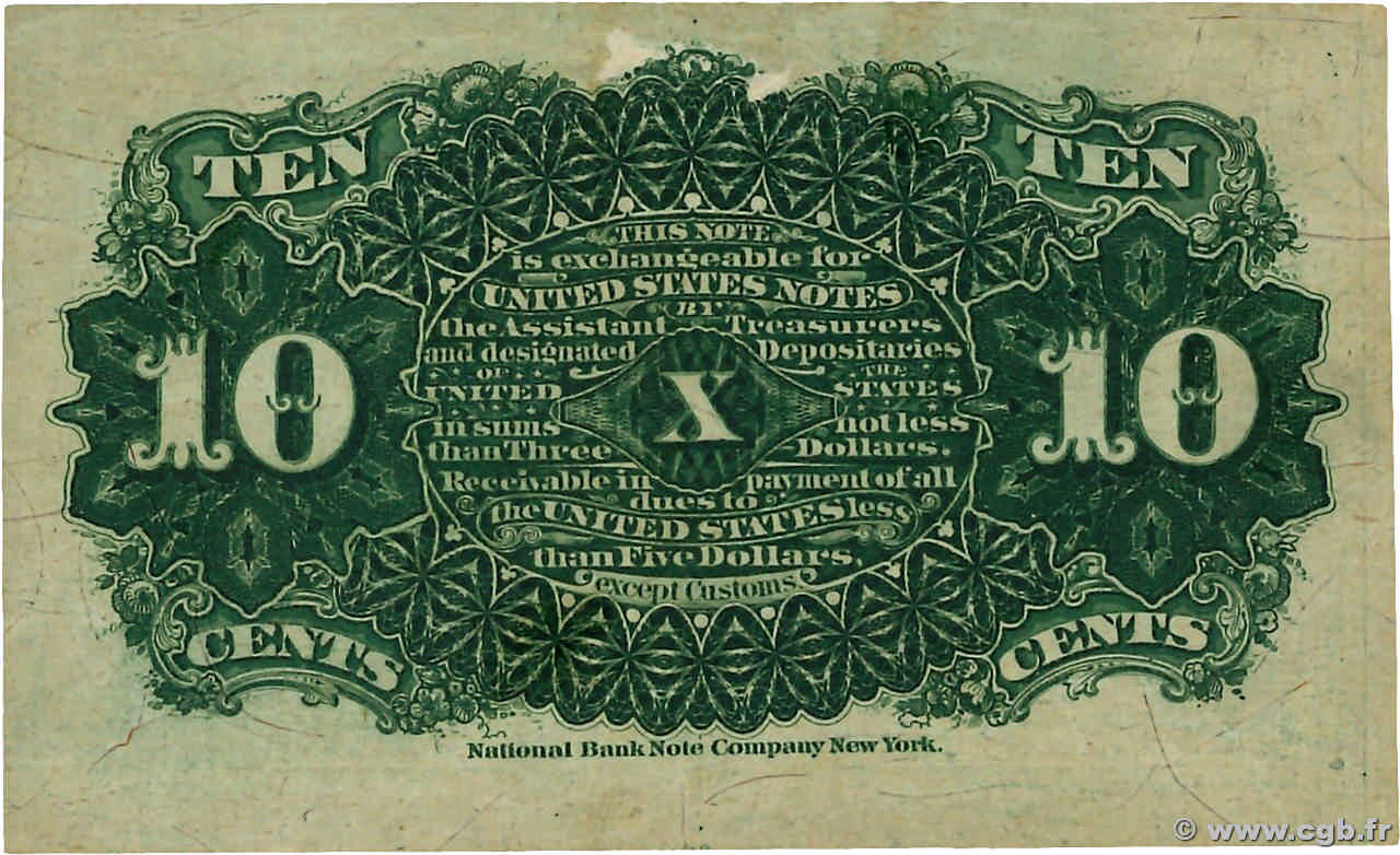 10 Cents UNITED STATES OF AMERICA 1863 P.115b 4650301 Banknotes