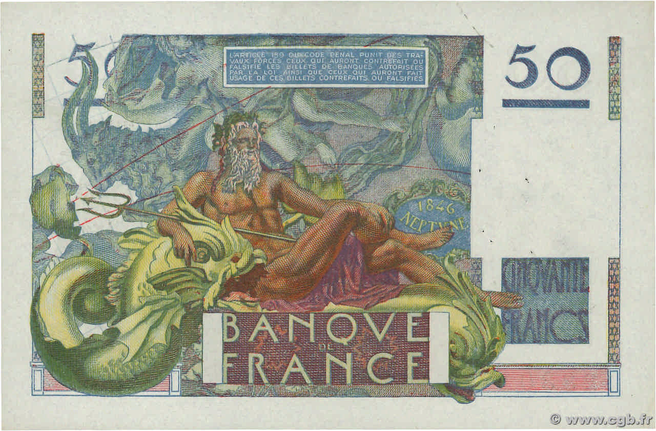 50 Francs LE VERRIER FRANCE 1951 F.20.18 4650355 Billets