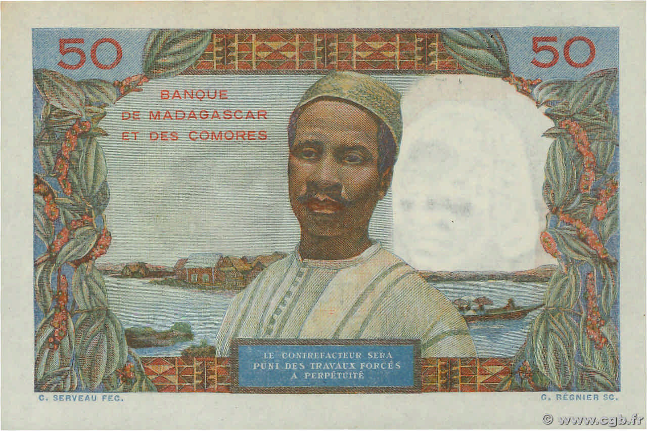 50 Francs MADAGASCAR 1950 P.045a 4650645 Billets