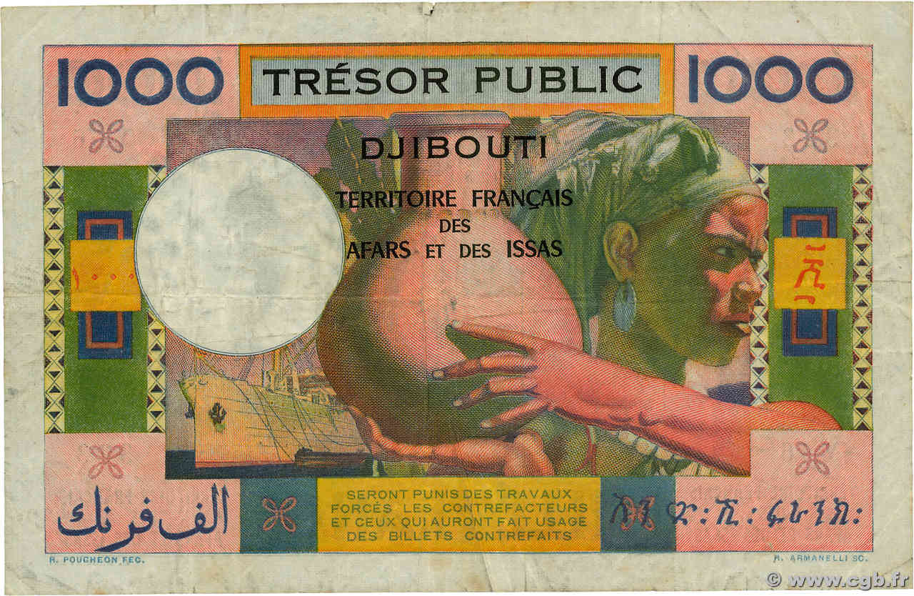 1000 Francs AFARS ET ISSAS 1974 P.32 4670001 Billets