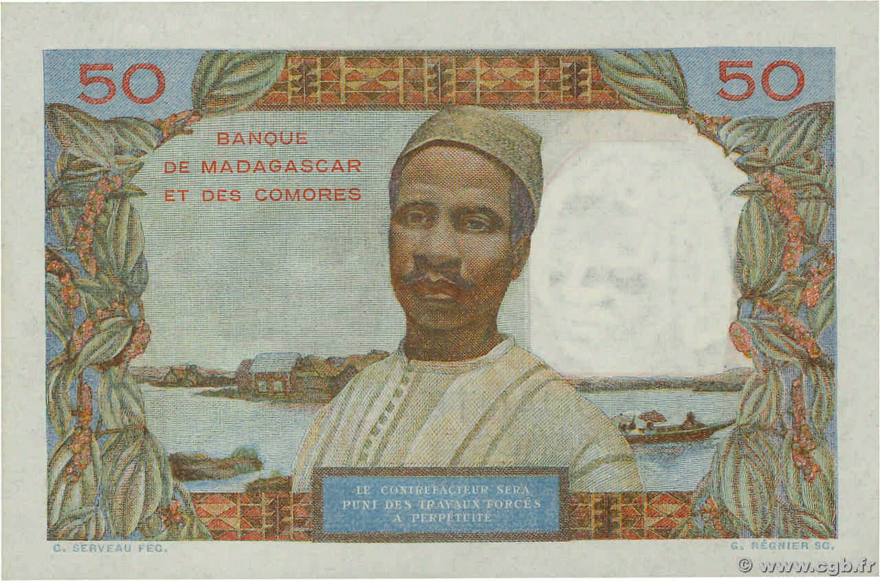 50 Francs MADAGASCAR 1950 P.045a 4680592 Banknotes
