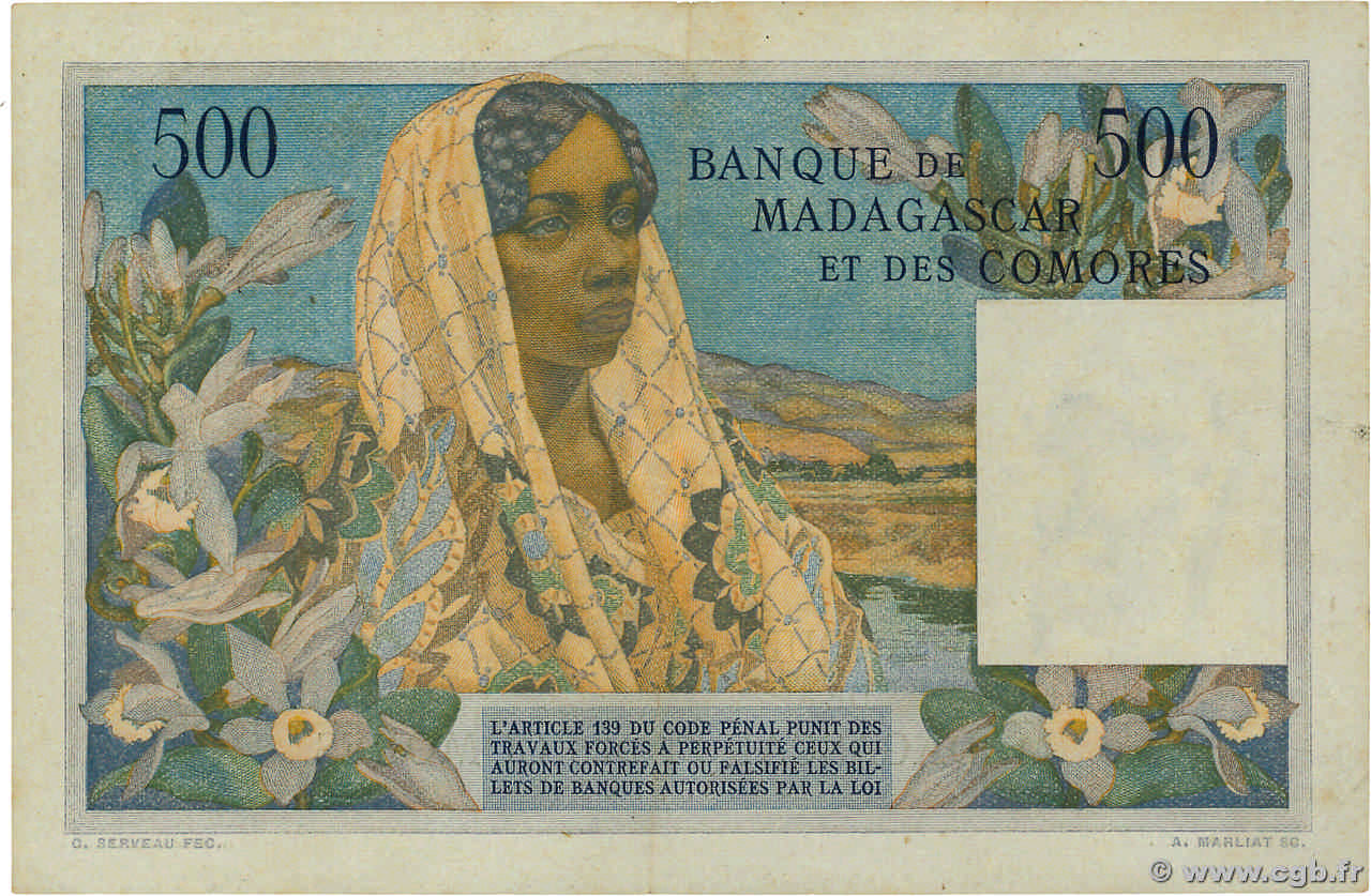 500 Francs MADAGASCAR 1950 P.047a 4680596 Banknotes