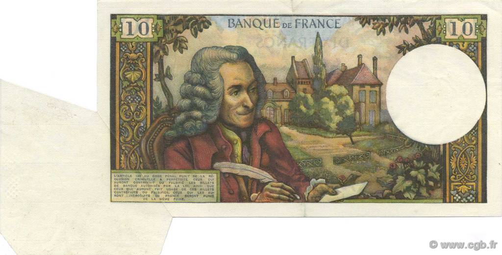 10 Francs VOLTAIRE FRANCE 1970 F.62.44 p13_0749 Banknotes