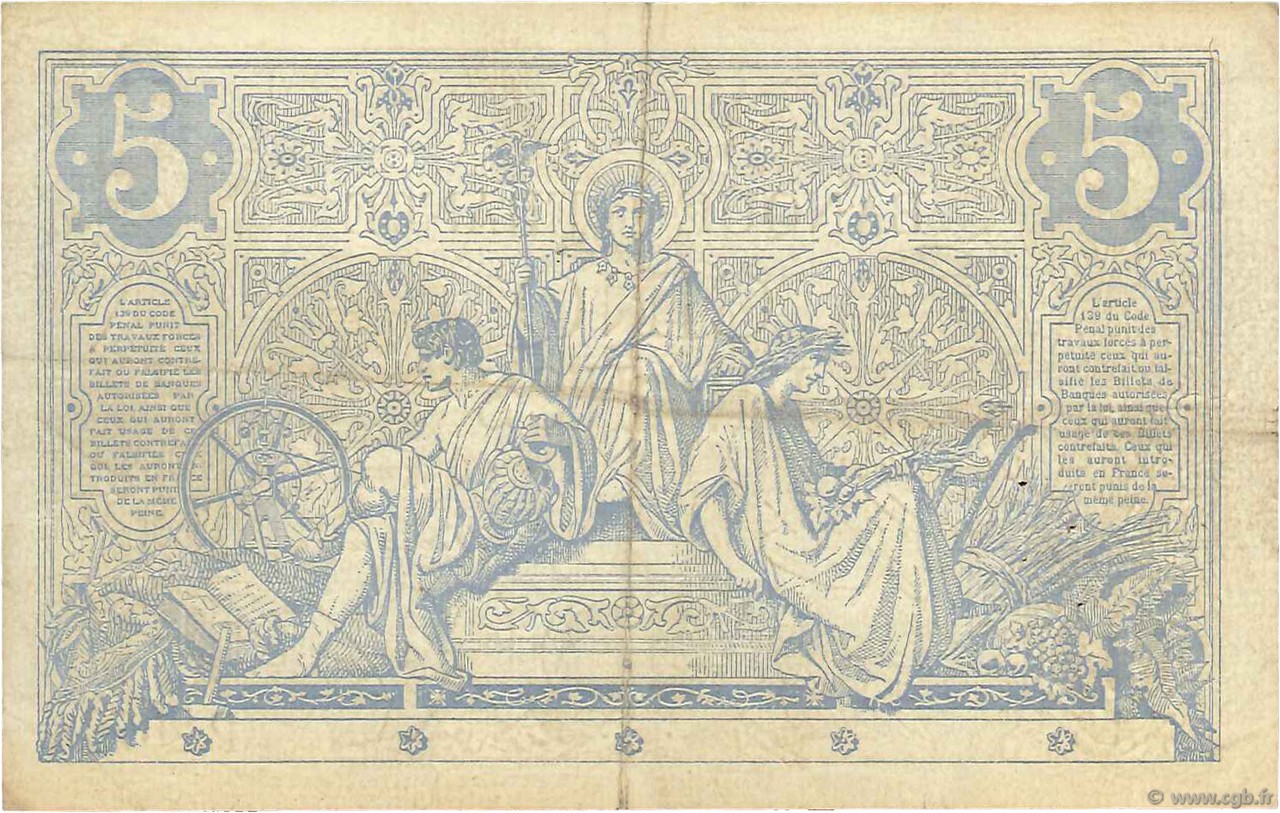 5 Francs NOIR FRANCE 1873 F.01.19 p28_0046 Banknotes