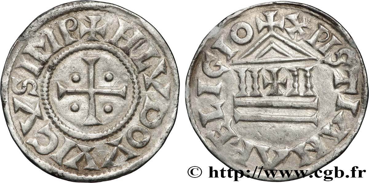 LOUIS THE PIOUS Denier à la légende chrétienne bca_850306 Carolingian coins