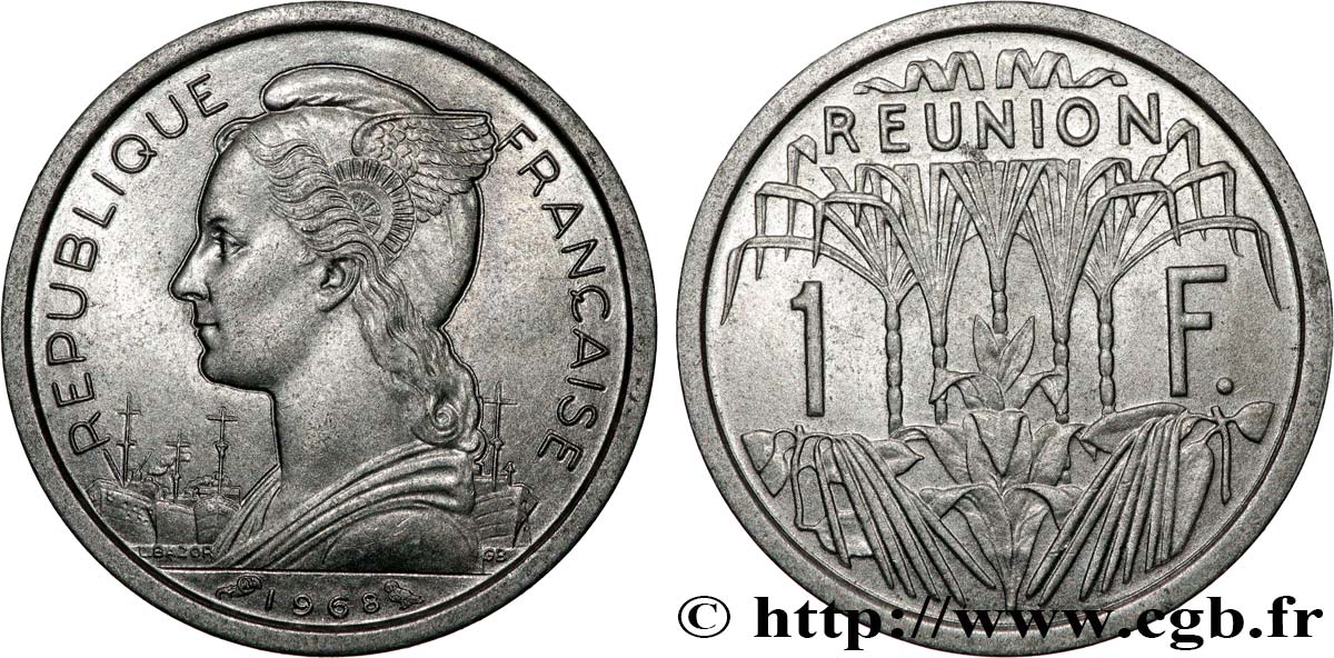 ÎLE DE LA RÉUNION 1 Franc 1968 Paris fco_739991 Colonies