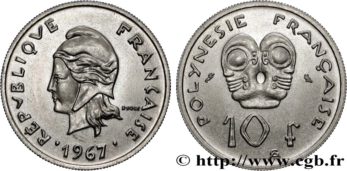POLYNÉSIE FRANÇAISE 10 Francs Marianne 1967 Paris fco_830433 Colonies