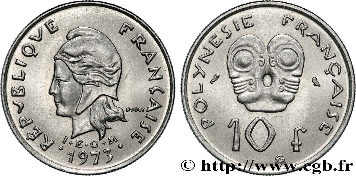 POLYNÉSIE FRANÇAISE 10 Francs I.E.O.M Marianne 1973 Paris fco_856503 ...