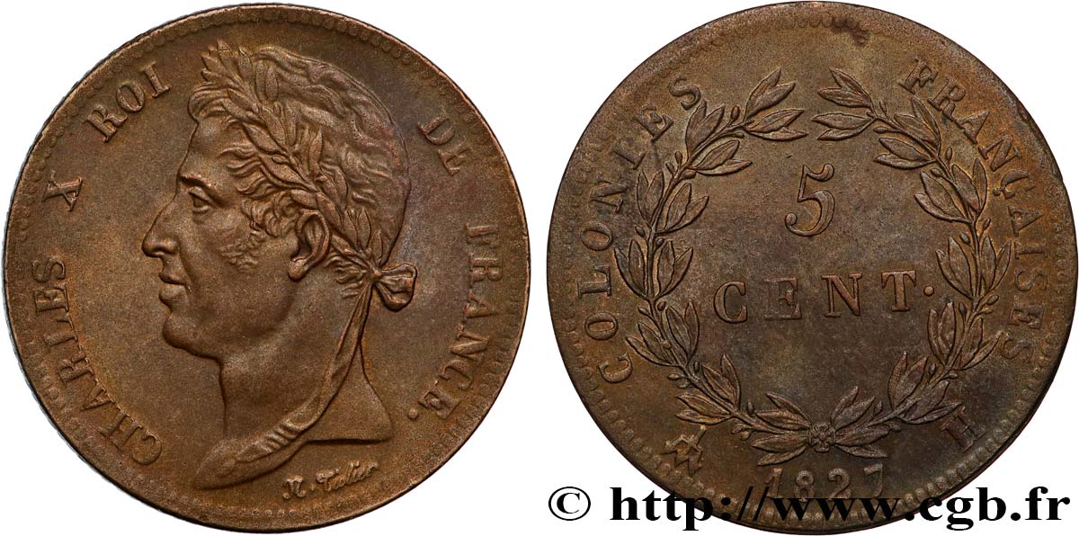 FRENCH COLONIES - Charles X, for Martinique and Guadeloupe 5 Centimes ...