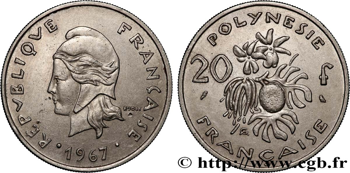 POLYNÉSIE FRANÇAISE 20 Francs Marianne 1967 Paris fco_893632 Colonies